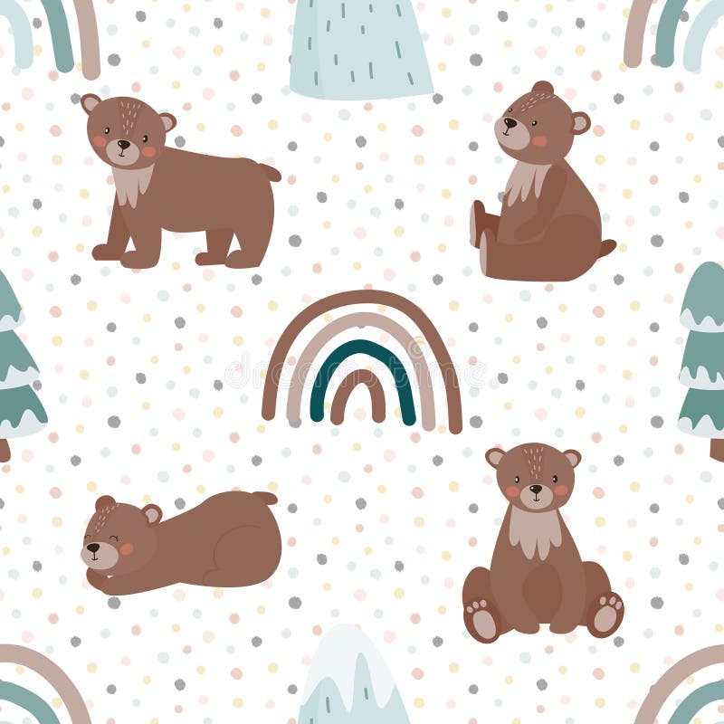 Seamless Repeating Pattern with Cute Bears Stock Illustration ...