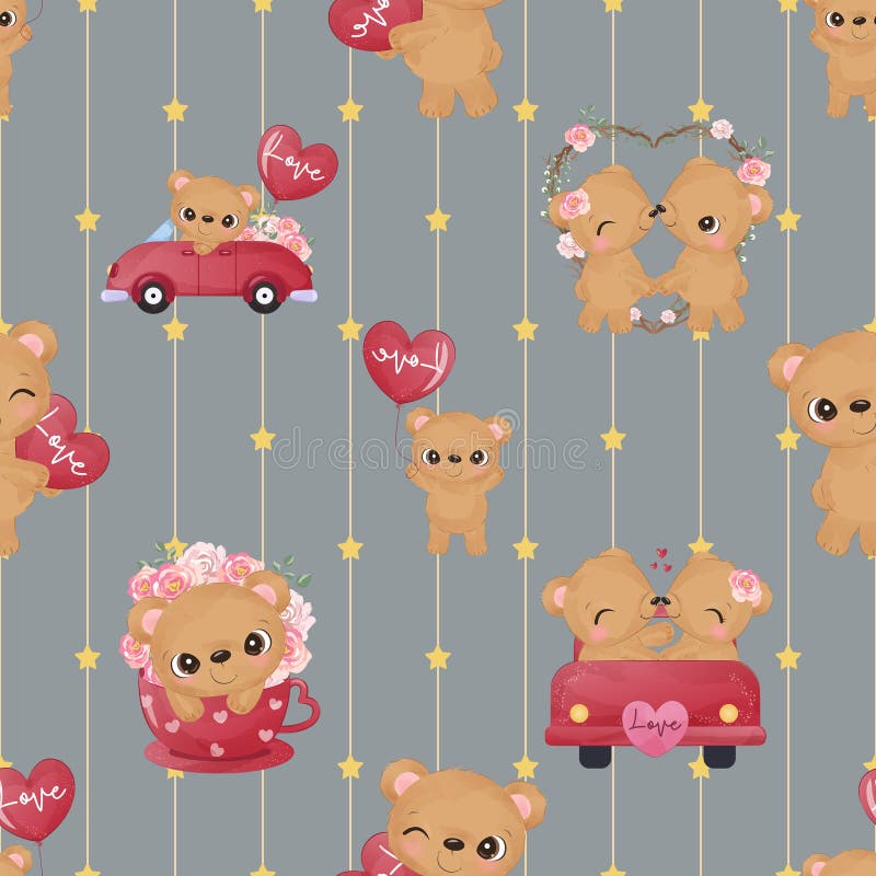 Seamless Repeating Pattern with Cute Bears Stock Illustration ...