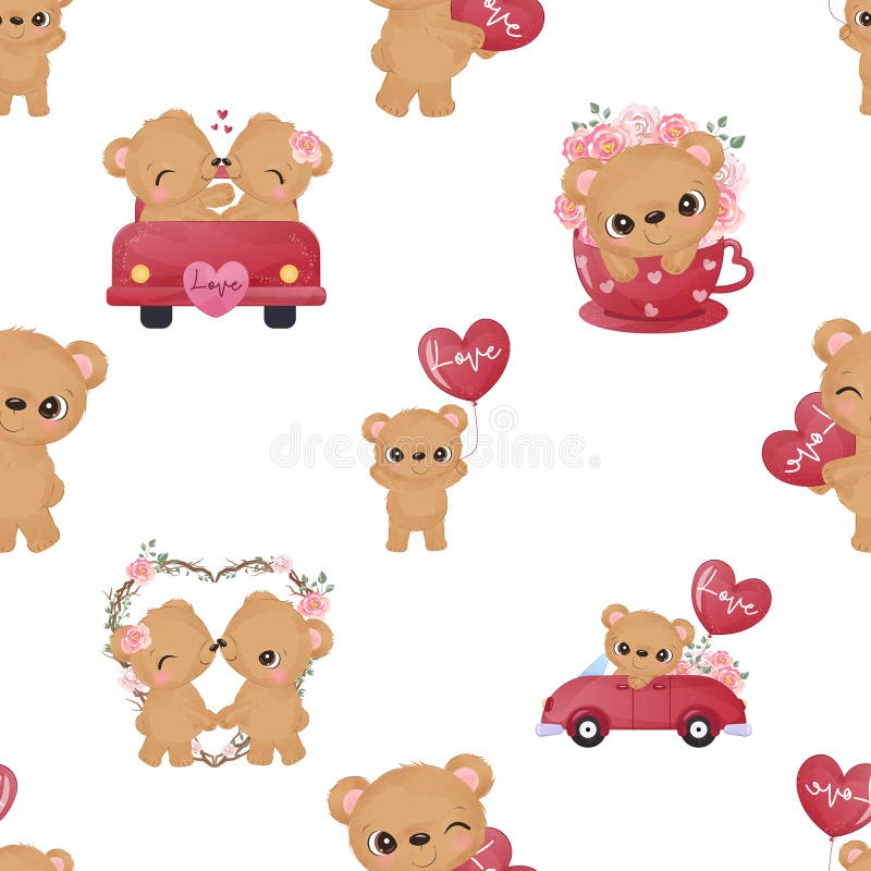 Seamless Repeating Pattern with Cute Bears Stock Illustration ...
