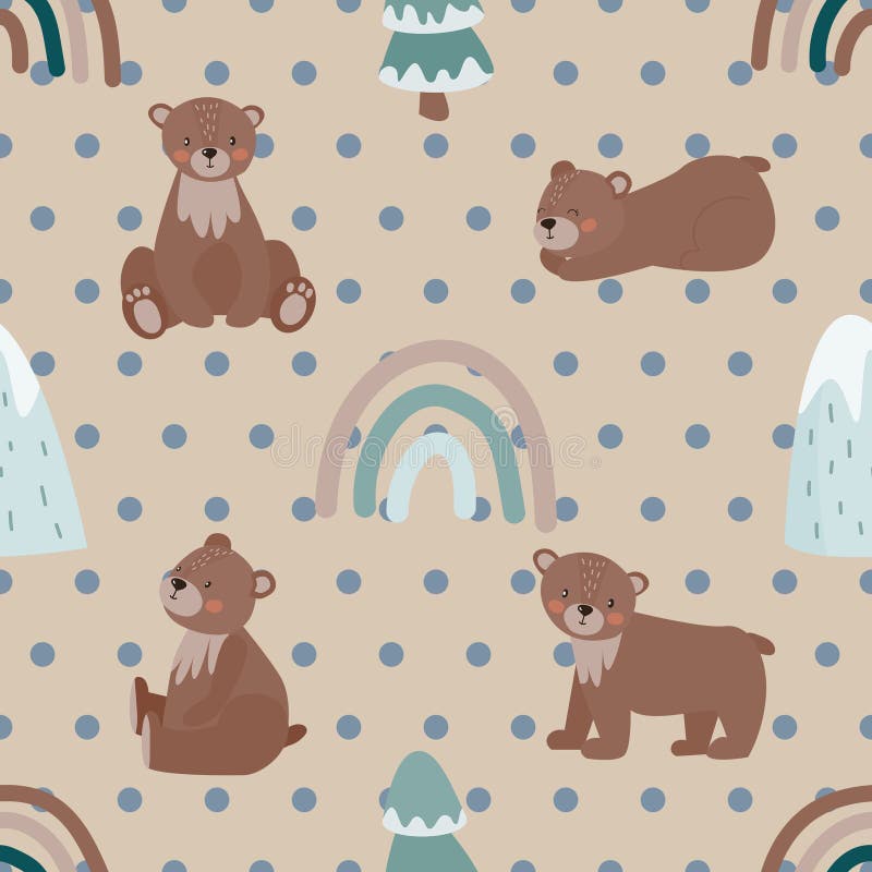 Seamless Repeating Pattern with Cute Bears Stock Illustration ...