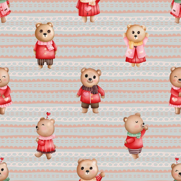 Seamless Repeating Pattern with Cute Bears Stock Illustration ...