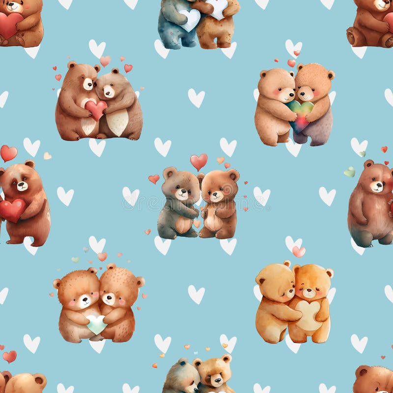 Seamless Repeating Pattern with Cute Bears Stock Illustration ...