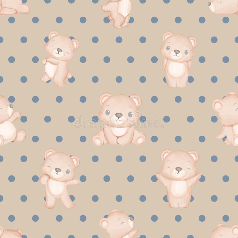 Seamless Repeating Pattern with Cute Bears Stock Illustration ...