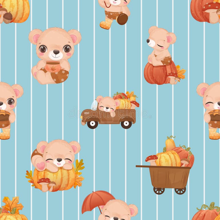 Seamless Repeating Pattern with Cute Bears Stock Illustration ...