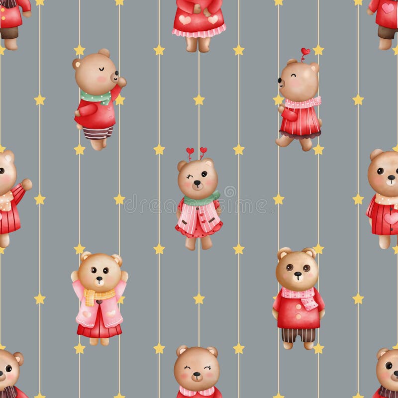 Seamless Repeating Pattern with Cute Bears Stock Illustration ...