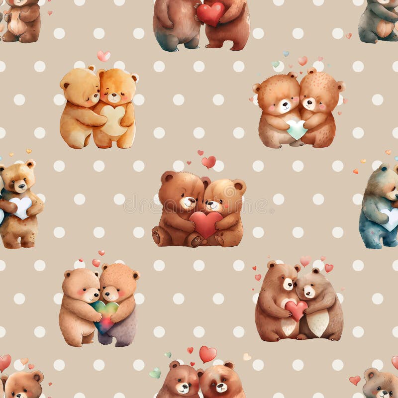 Seamless Repeating Pattern with Cute Bears Stock Illustration ...