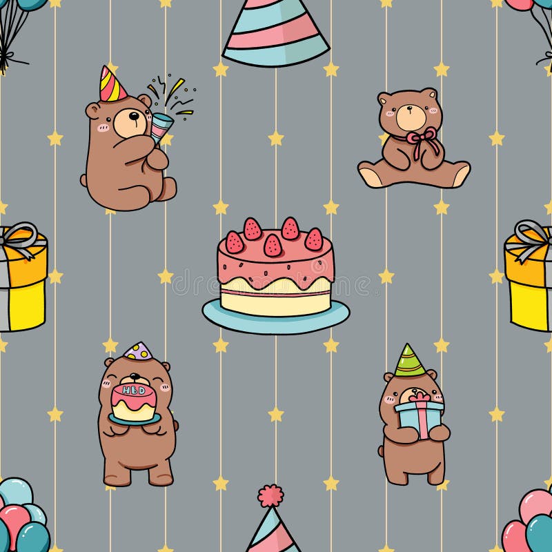 Seamless Repeating Pattern with Cute Bears Stock Illustration ...