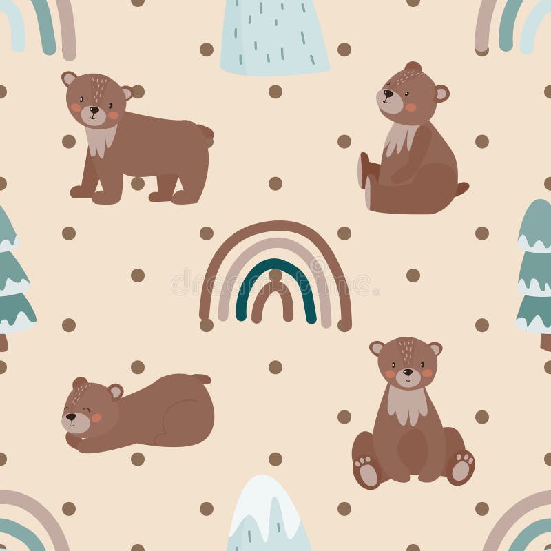 Seamless Repeating Pattern with Cute Bears Stock Illustration ...