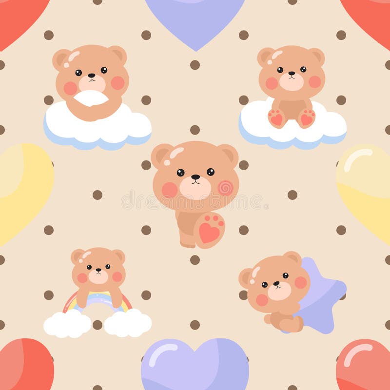 Seamless Repeating Pattern with Cute Bears Stock Illustration ...