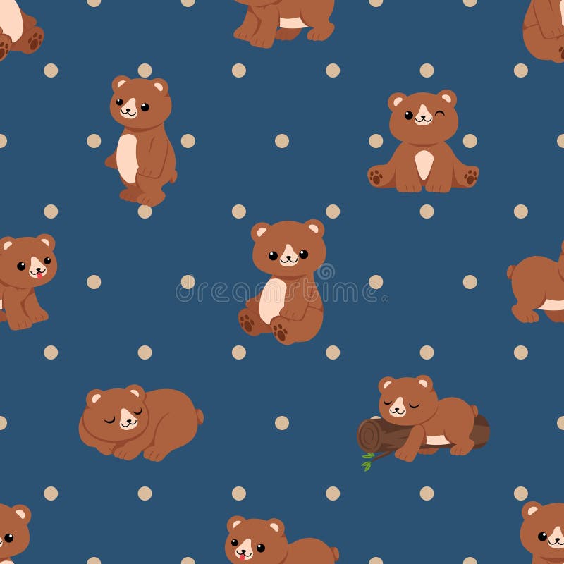 Seamless Repeating Pattern with Cute Bears Stock Illustration ...