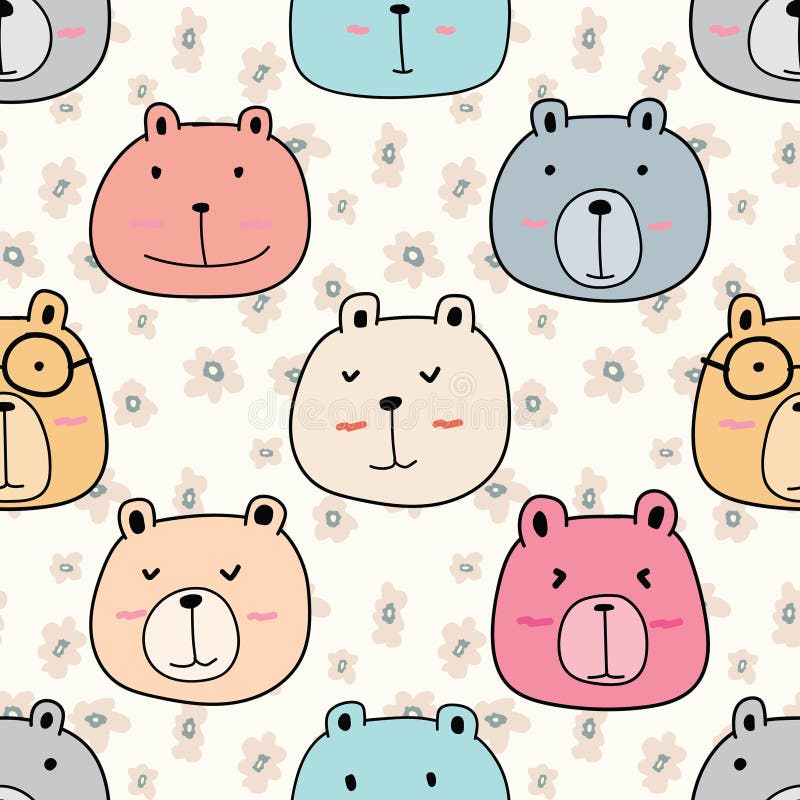 Seamless Repeating Pattern with Cute Bears Stock Illustration ...