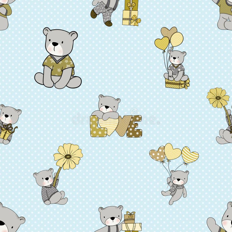 Seamless Repeating Pattern with Cute Bears Stock Illustration ...