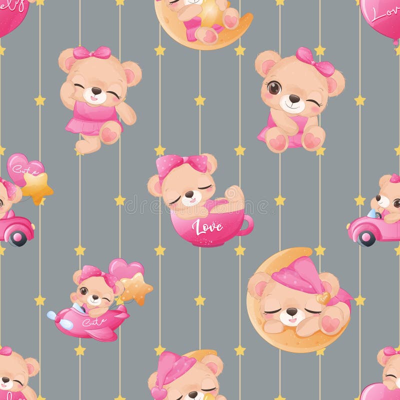 Seamless Repeating Pattern with Cute Bears Stock Illustration ...