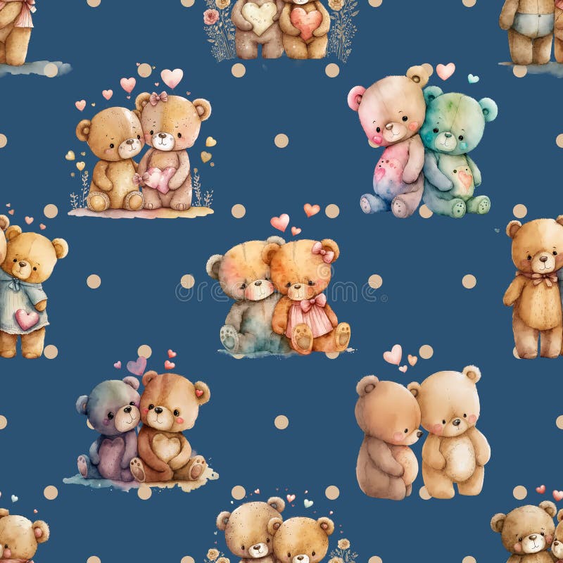 Seamless Repeating Pattern with Cute Bears Stock Illustration ...