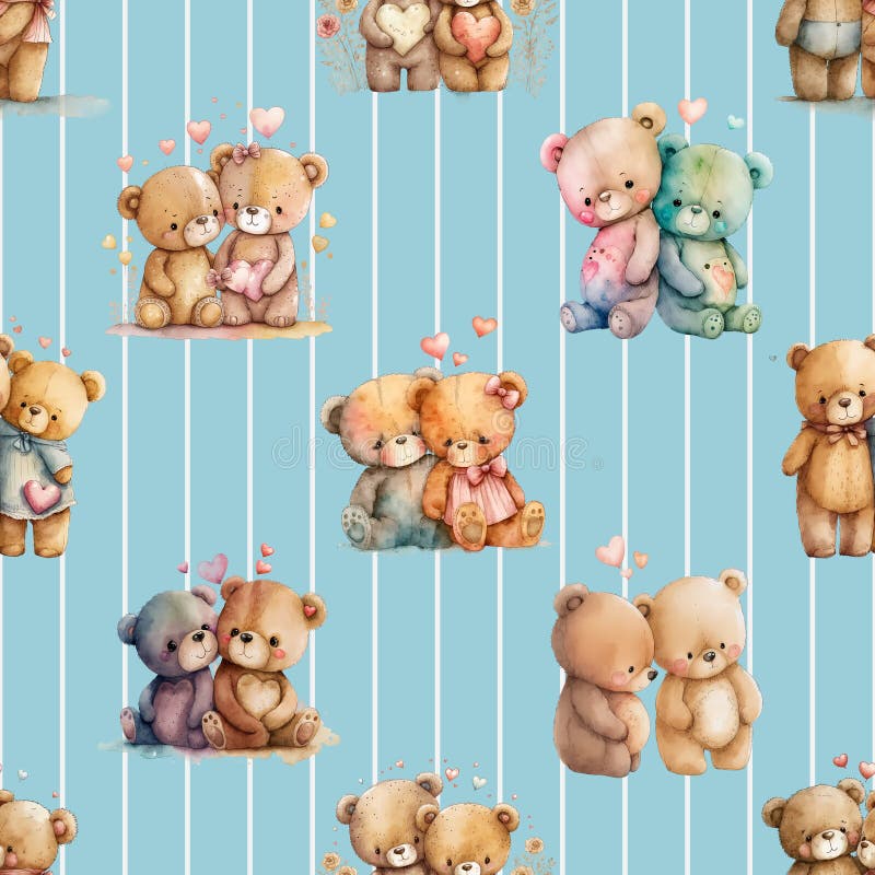 Seamless Repeating Pattern with Cute Bears Stock Illustration ...