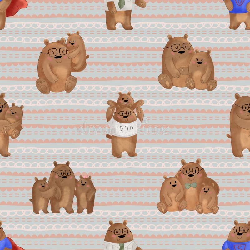 Seamless Repeating Pattern with Cute Bears Stock Illustration ...