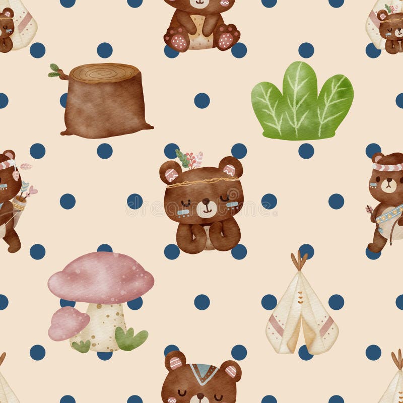 Seamless Repeating Pattern with Cute Bears Stock Illustration ...