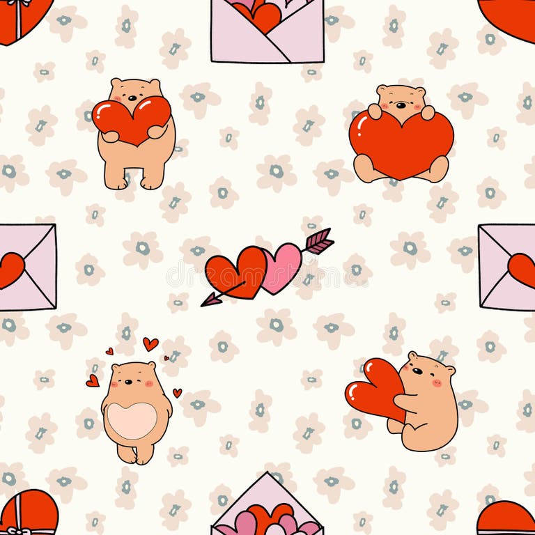 Seamless Repeating Pattern with Cute Bears Stock Illustration ...