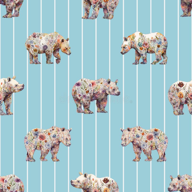 Seamless Repeating Pattern with Cute Bears Stock Illustration ...