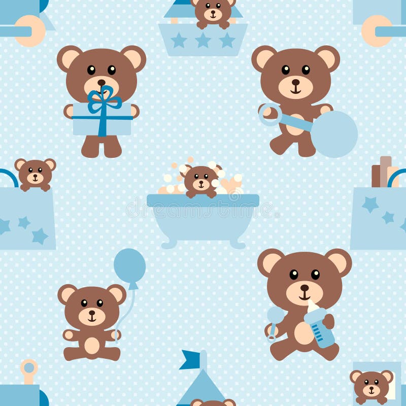 Seamless Repeating Pattern with Cute Bears Stock Illustration ...