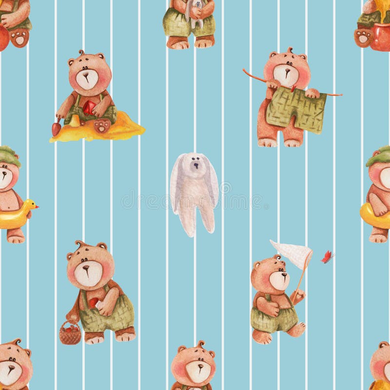 Seamless Repeating Pattern with Cute Bears Stock Illustration ...