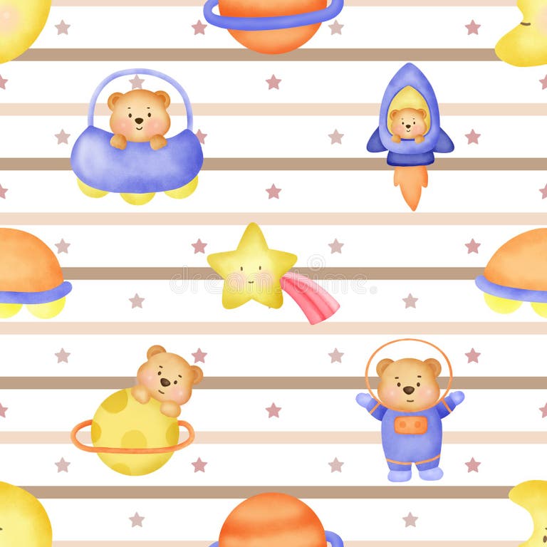 Seamless Repeating Pattern with Cute Bears Stock Illustration ...