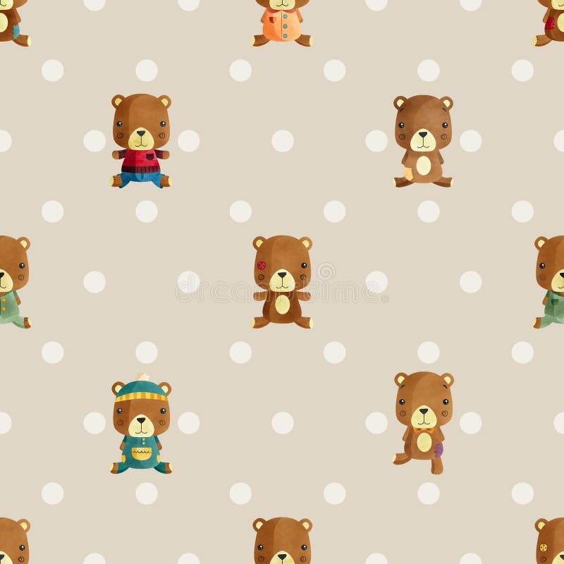 Seamless Repeating Pattern with Cute Bears Stock Illustration ...