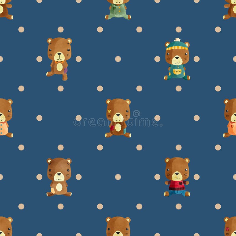 Seamless Repeating Pattern with Cute Bears Stock Illustration ...