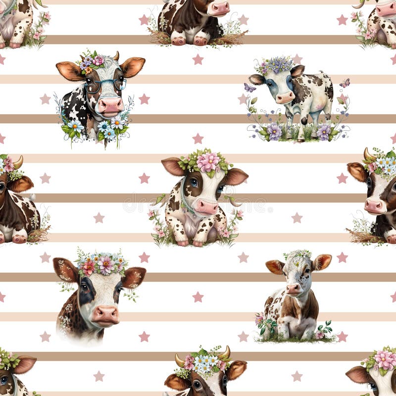 Seamless Repeating Pattern with Cute Cows Stock Illustration ...