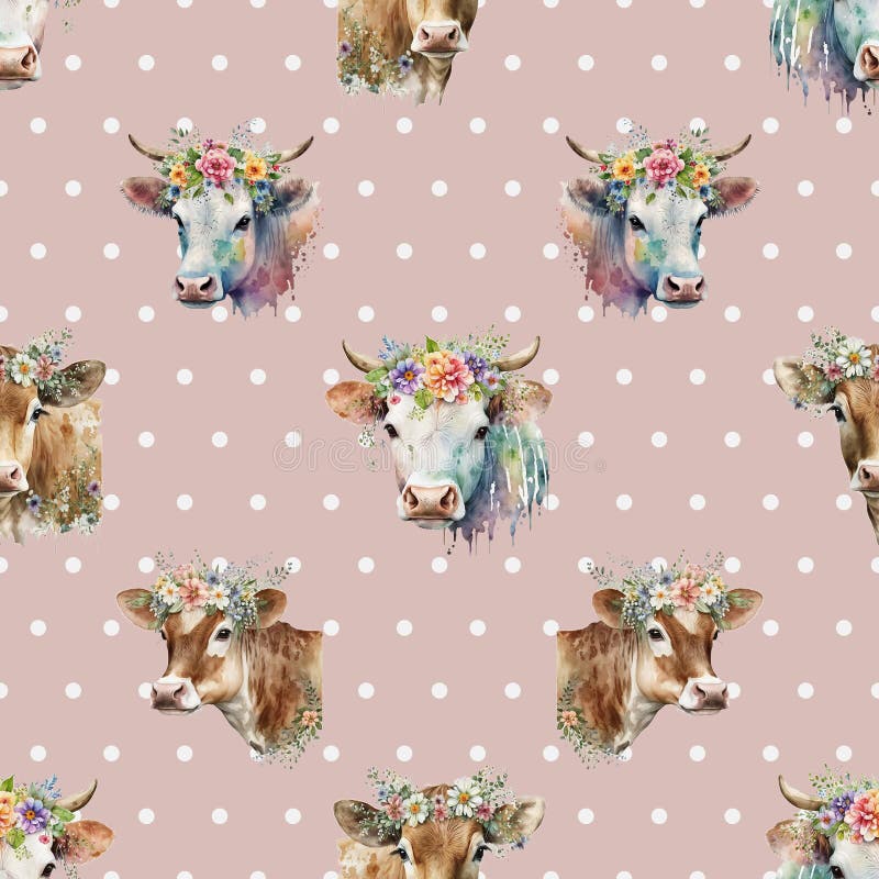 Seamless Repeating Pattern with Cute Cows Stock Illustration ...
