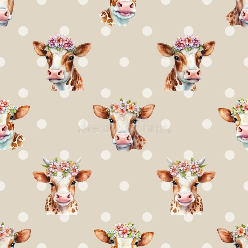 Seamless Repeating Pattern with Cute Cows Stock Illustration ...