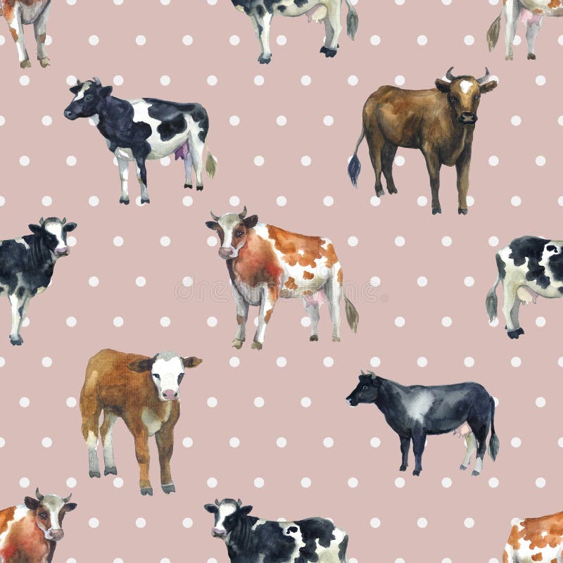 Seamless Repeating Pattern with Cute Cows Stock Illustration ...