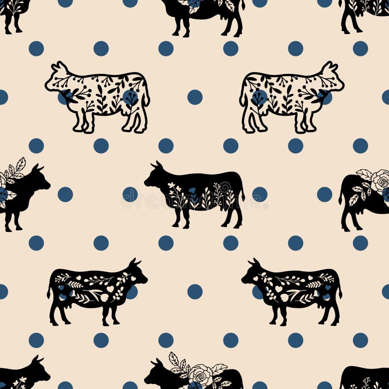 Seamless Repeating Pattern with Cute Cows Stock Illustration ...