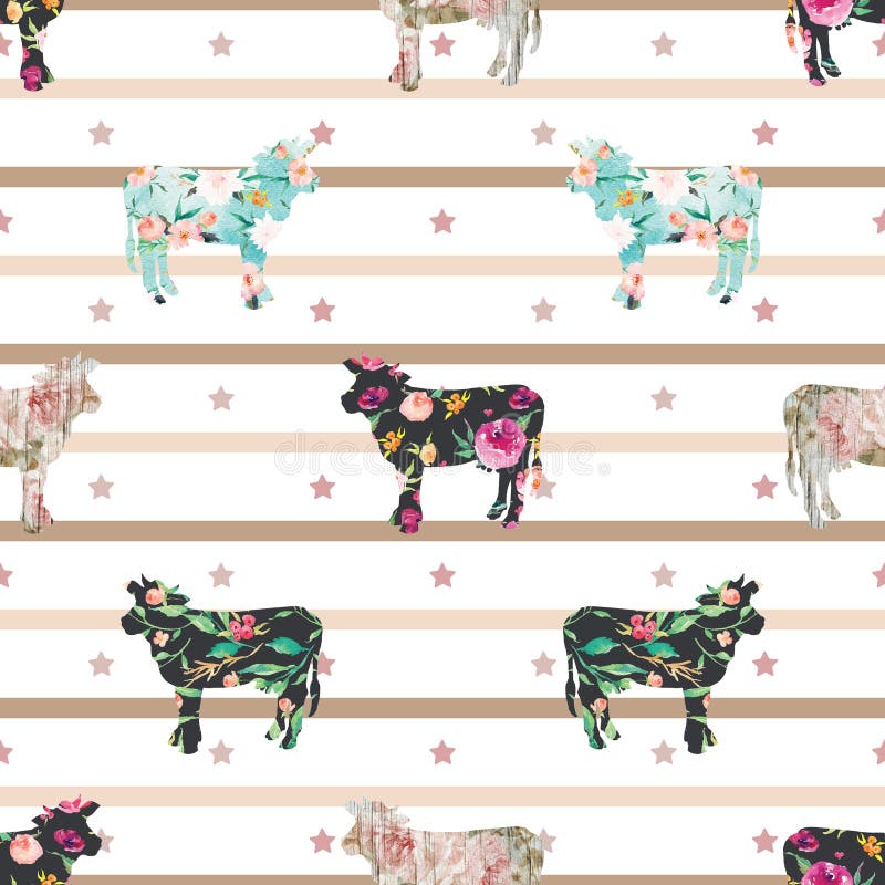 Seamless Repeating Pattern with Cute Cows Stock Illustration ...