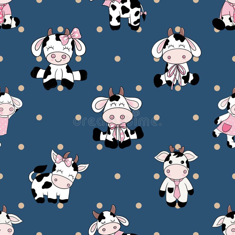 Seamless Repeating Pattern with Cute Cows Stock Illustration ...