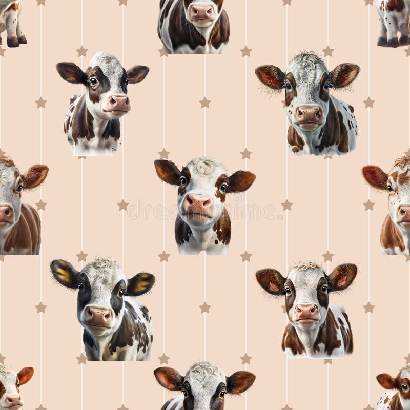 Seamless Repeating Pattern with Cute Cows Stock Illustration ...