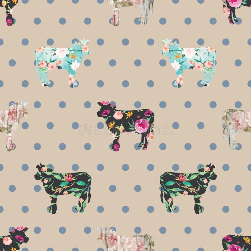 Seamless Repeating Pattern with Cute Cows Stock Illustration ...