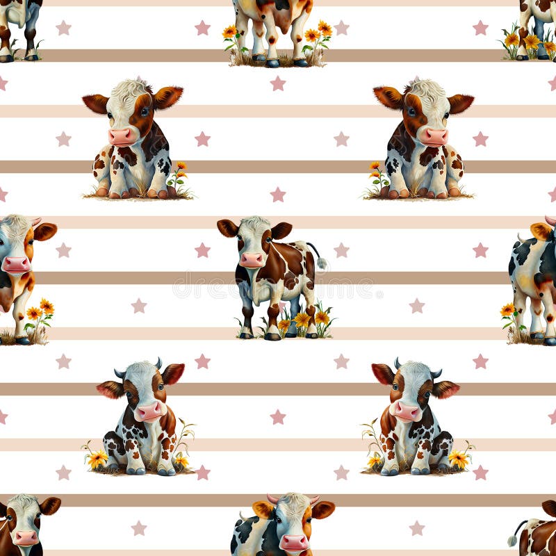 Seamless Repeating Pattern with Cute Cows Stock Illustration ...