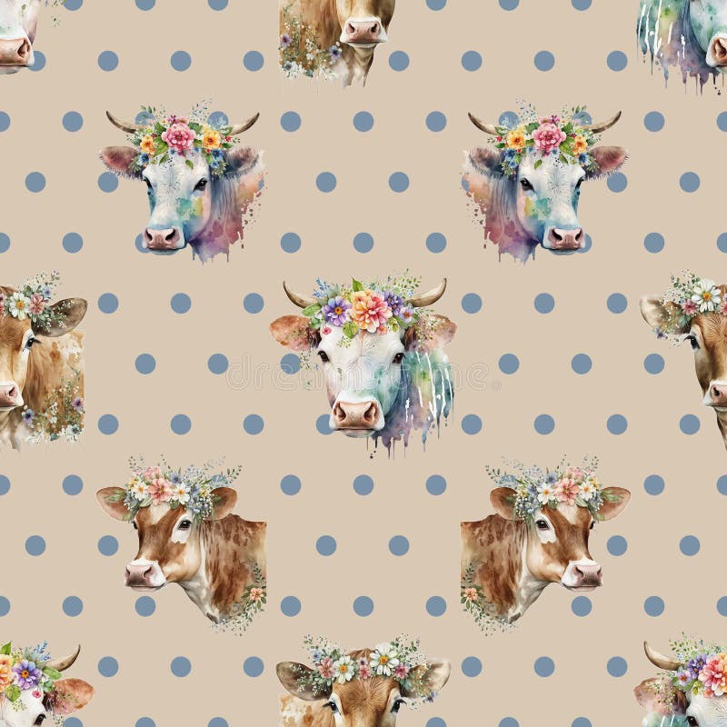 Seamless Pattern Highland Cow Stock Photos - Free & Royalty-Free Stock ...