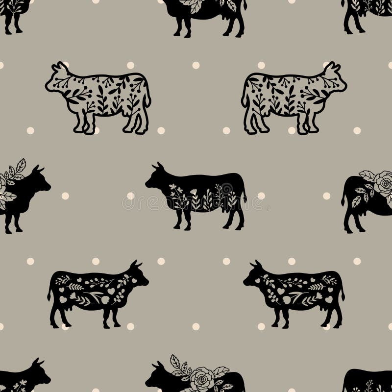 Seamless Repeating Pattern with Cute Cows Stock Illustration ...
