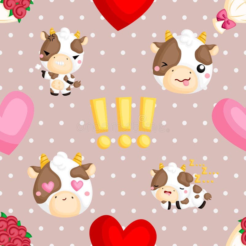 Seamless Repeating Pattern with Cute Cows Stock Illustration ...
