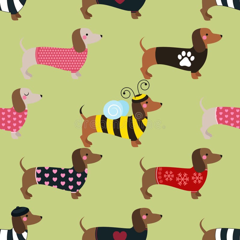Seamless Repeating Pattern with Cute Dachshunds Stock Illustration ...