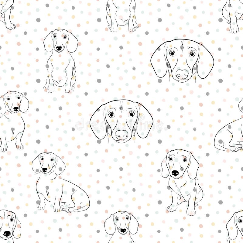 Seamless Repeating Pattern with Cute Dachshunds Stock Illustration ...