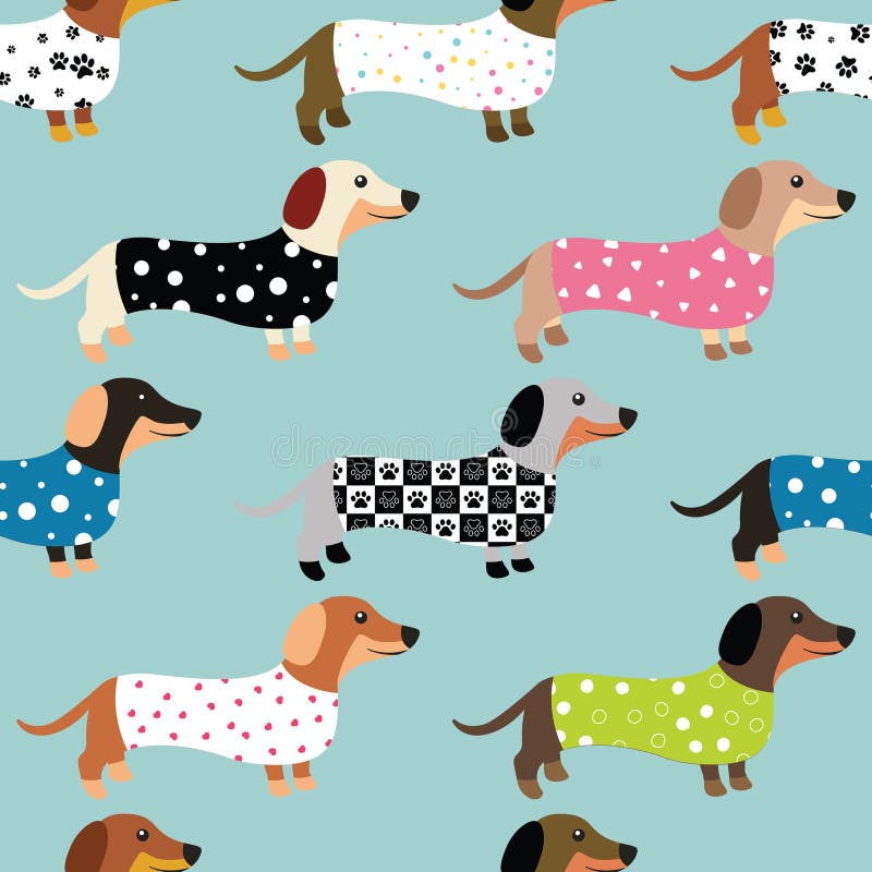 Seamless Repeating Pattern with Cute Dachshunds Stock Illustration ...