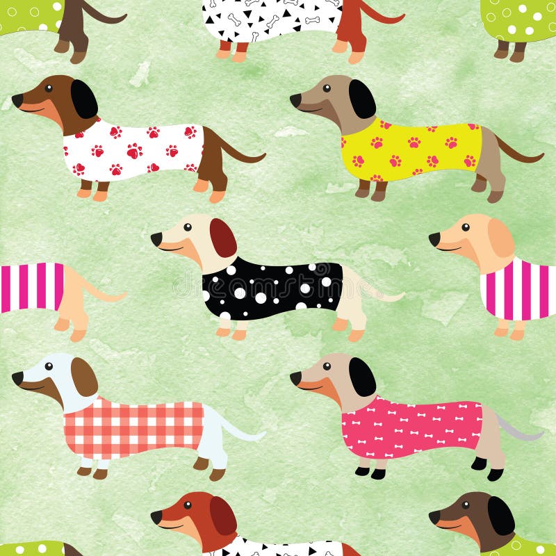 Seamless Repeating Pattern with Cute Dachshunds Stock Illustration ...