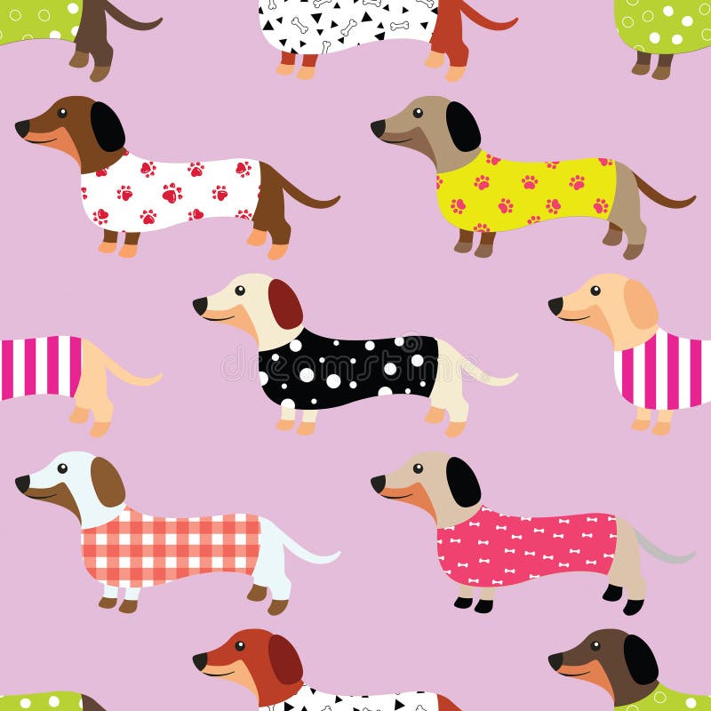 Seamless Repeating Pattern with Cute Dachshunds Stock Illustration ...