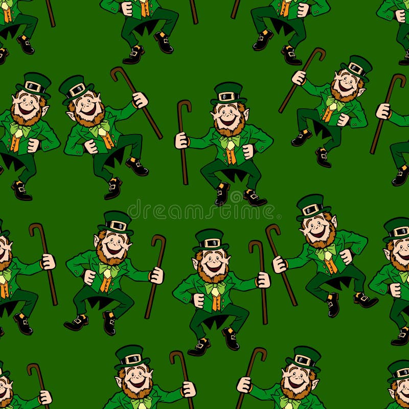 Seamless Repeating Pattern with Dancing by Saint Patrick. Stock Vector ...