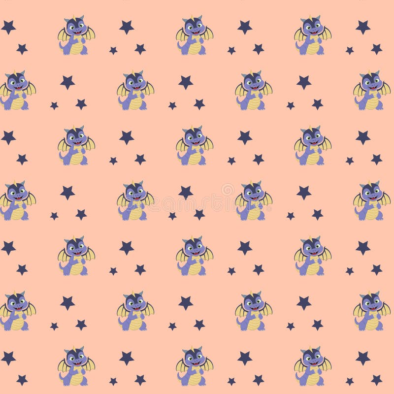 Seamless Repeating Pattern of Dragons and Stars. Stock Vector ...
