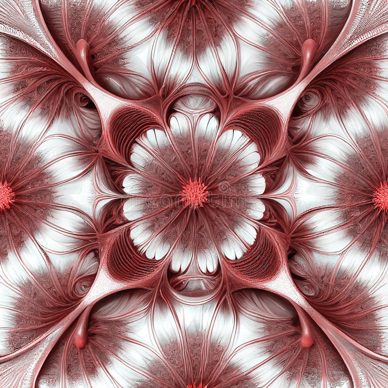 Artistic Illustrative Drawing of Seamless Repeating Pattern of Flower ...