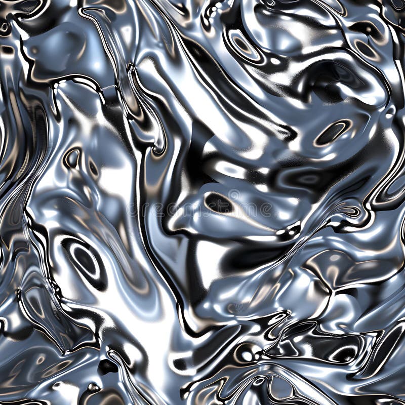 Liquid Silver Chrome Seamless Pattern Stock Illustration - Illustration of pattern, flower ...